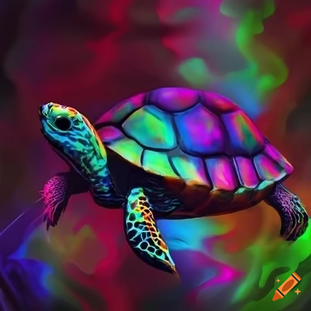 Psychedelic turtle artwork on Craiyon