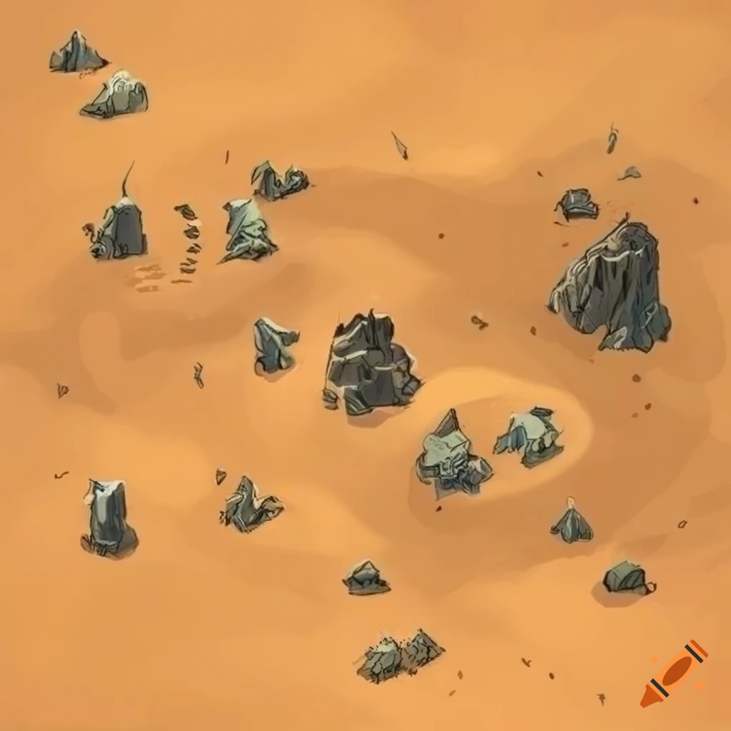 Rpg map art of a desert on Craiyon