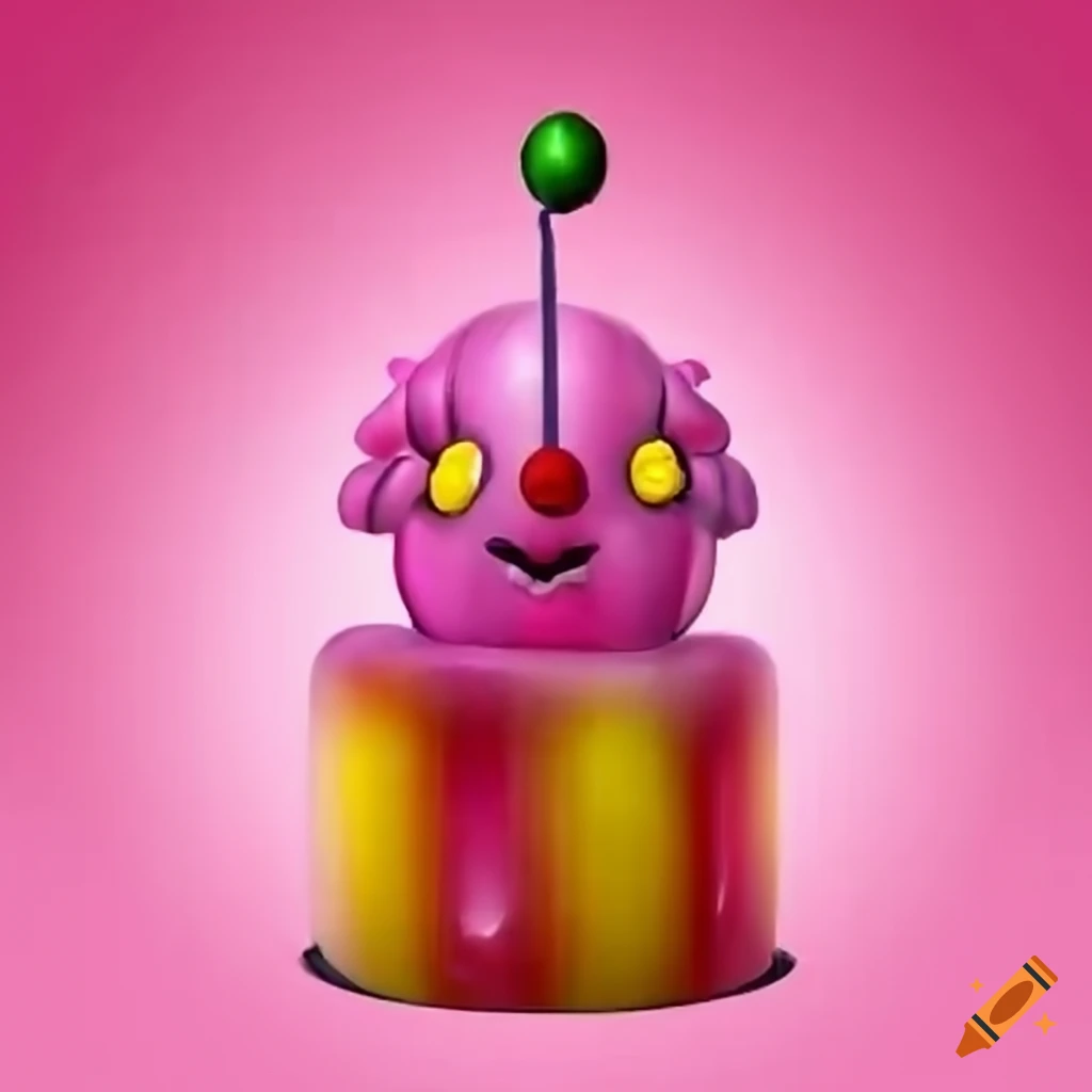 Quirky pink clown candle in Nintendo 64 style on Craiyon