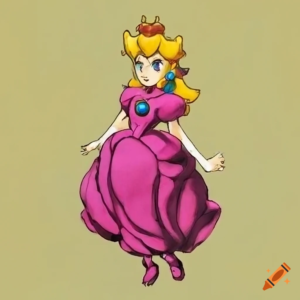 Full-length portrait of Princess Peach in JoJo's Bizarre Adventure ...