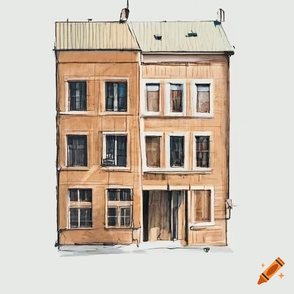 Architectural sketch of schinkel's prefab tenement on a street corner ...