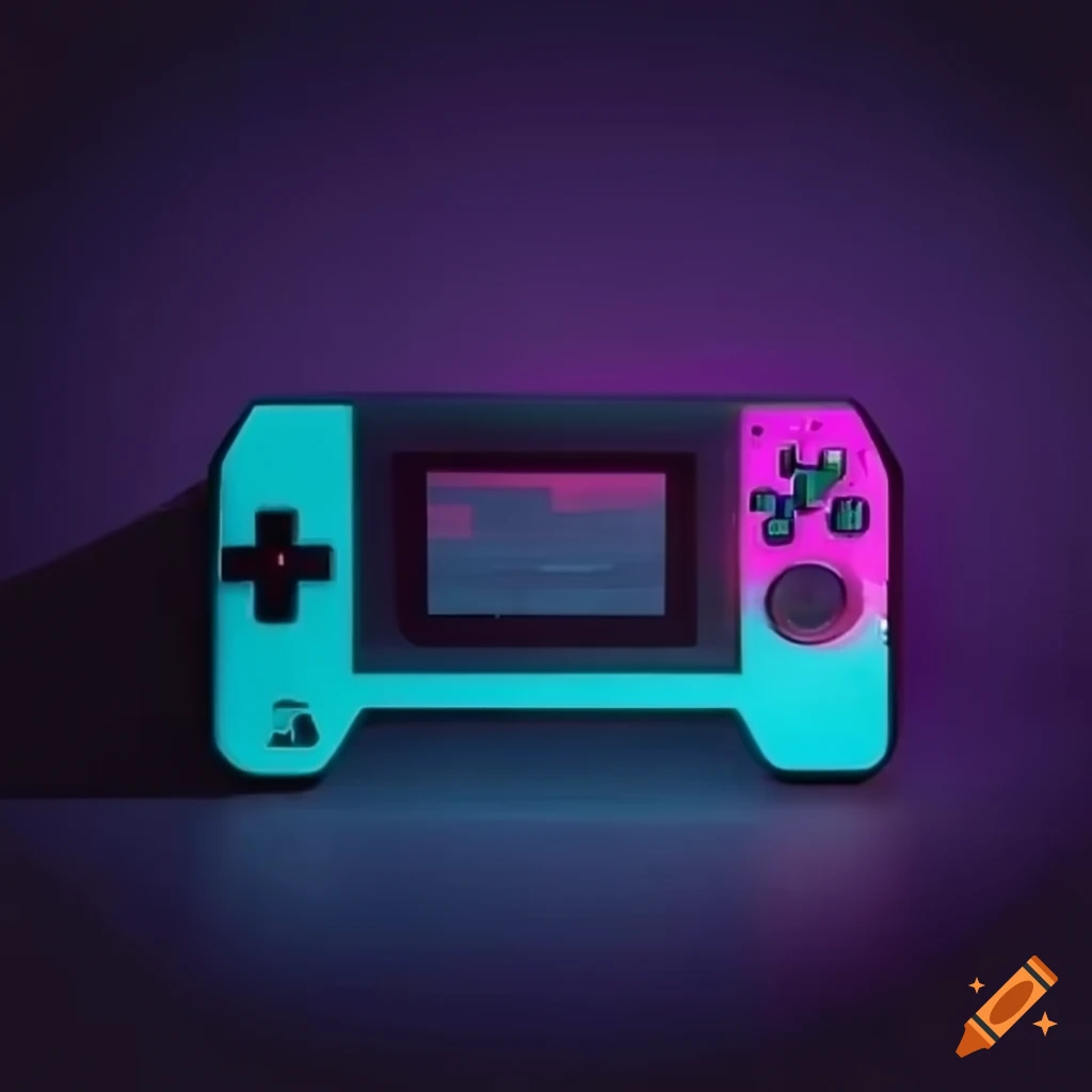 Retro console game controller in a cyberpunk setting on Craiyon