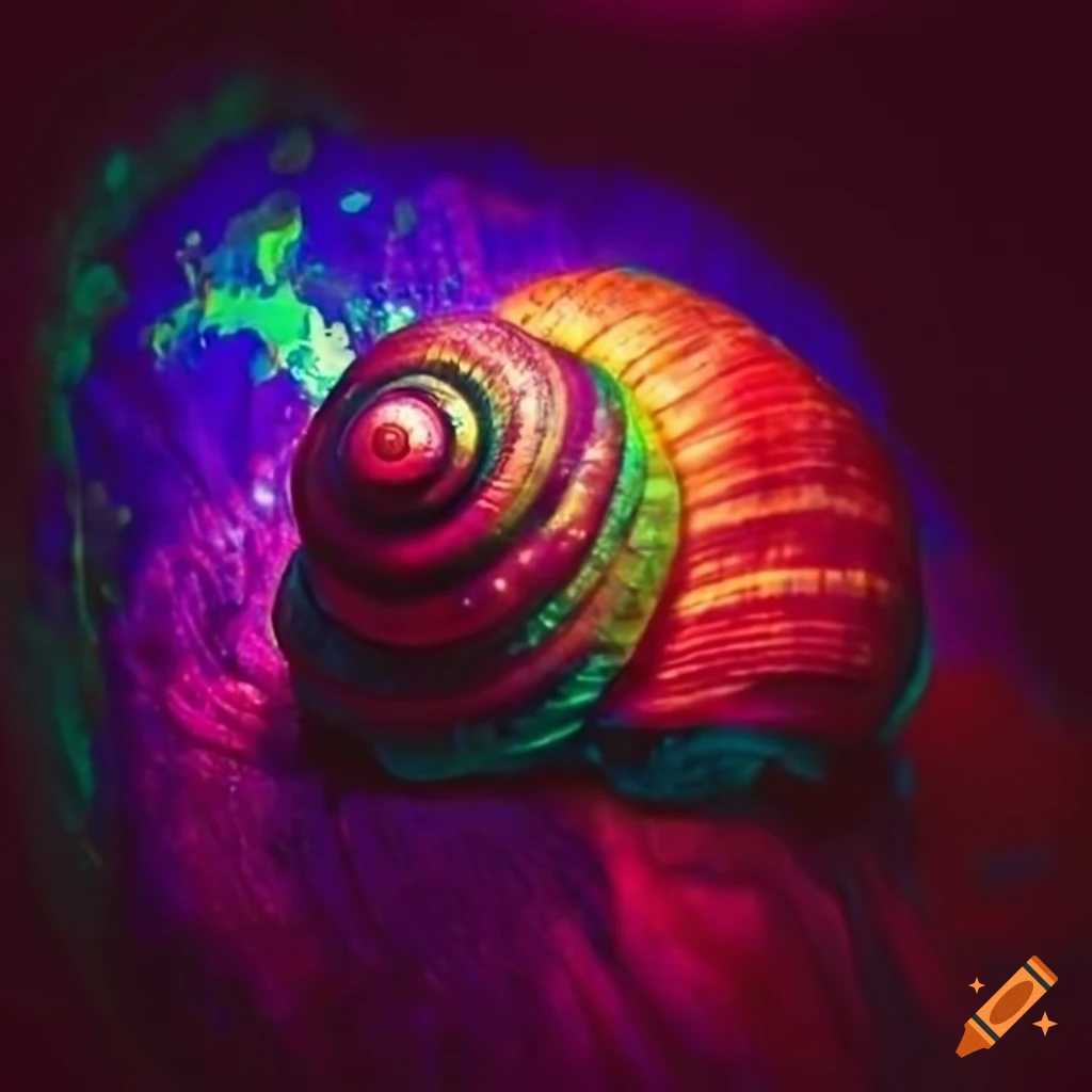 Colorful psychedelic snail artwork on Craiyon