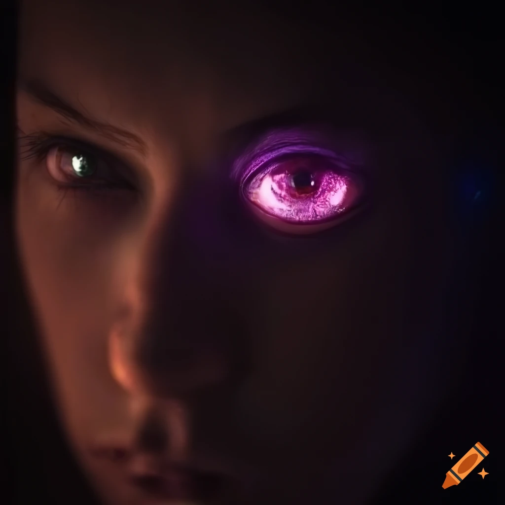 Intense and vengeful expression with glowing eyes in high resolution on ...