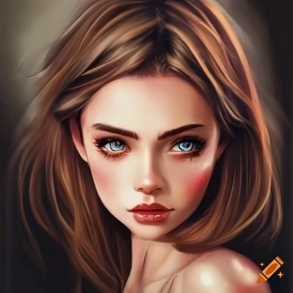 Beautiful realistic girl portrait on Craiyon