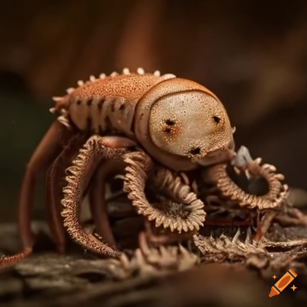 Beetle monster with egg cases and flat tentacles on Craiyon