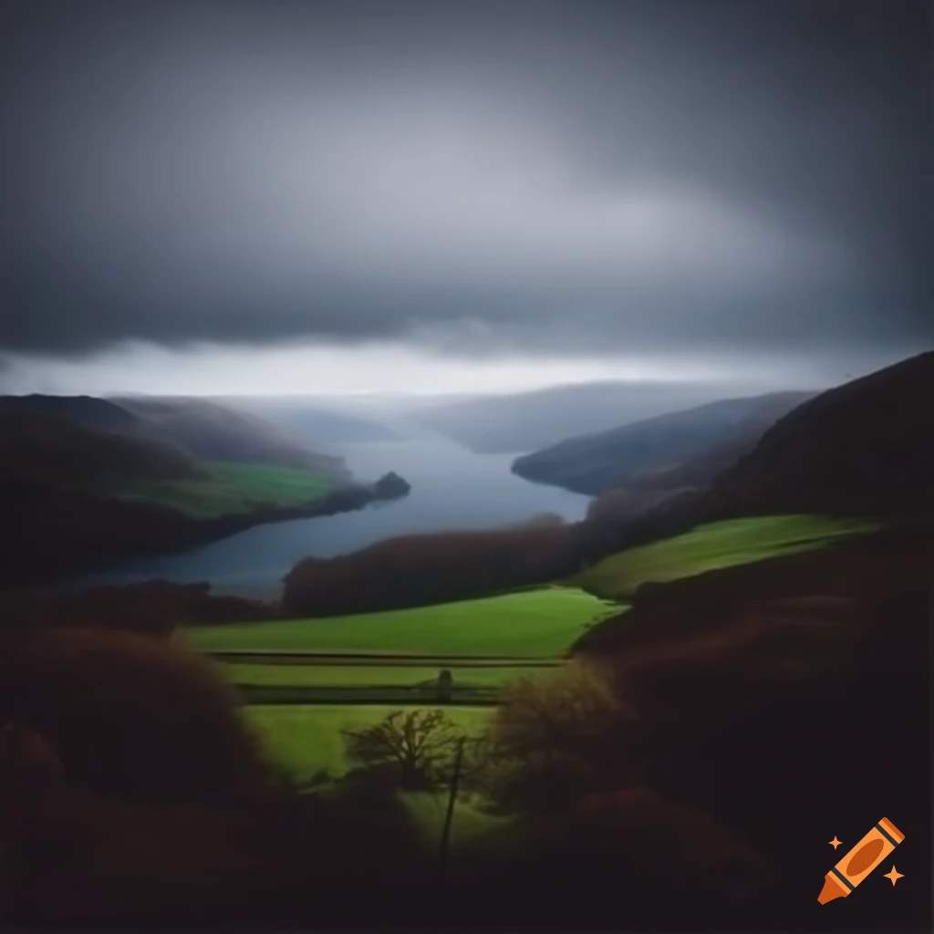 Beautiful melancholic welsh scenery on Craiyon