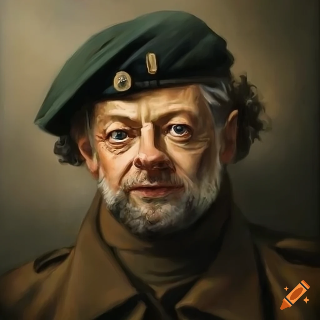 Oil painting portrait of andy serkis as a rugged british soldier on Craiyon