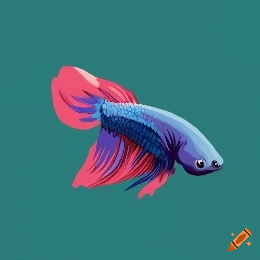 Crowntail cute betta fish in minimalistic vector art on Craiyon