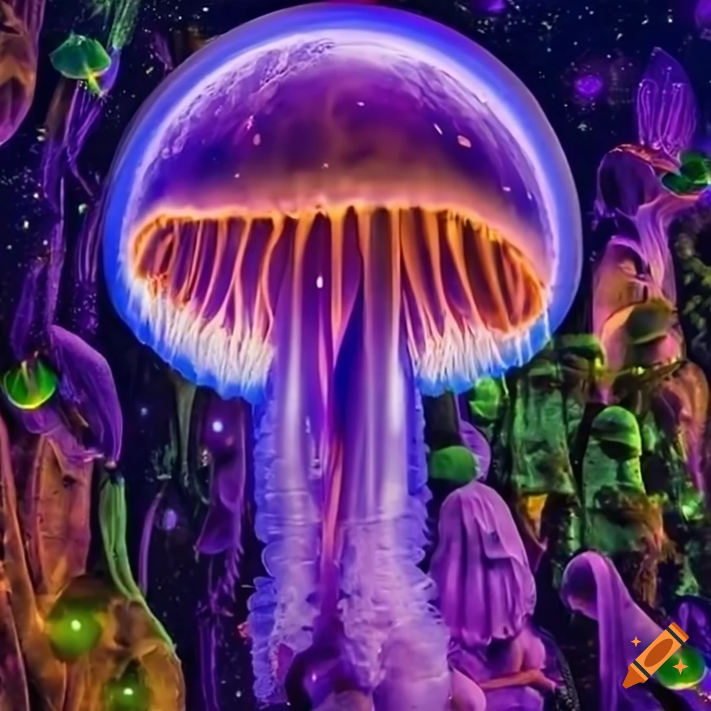 Alien planet landscape with luminous rivers, mystical statues, and ...