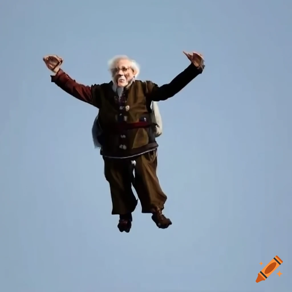 Eccentric grandpa flying on a plane on Craiyon