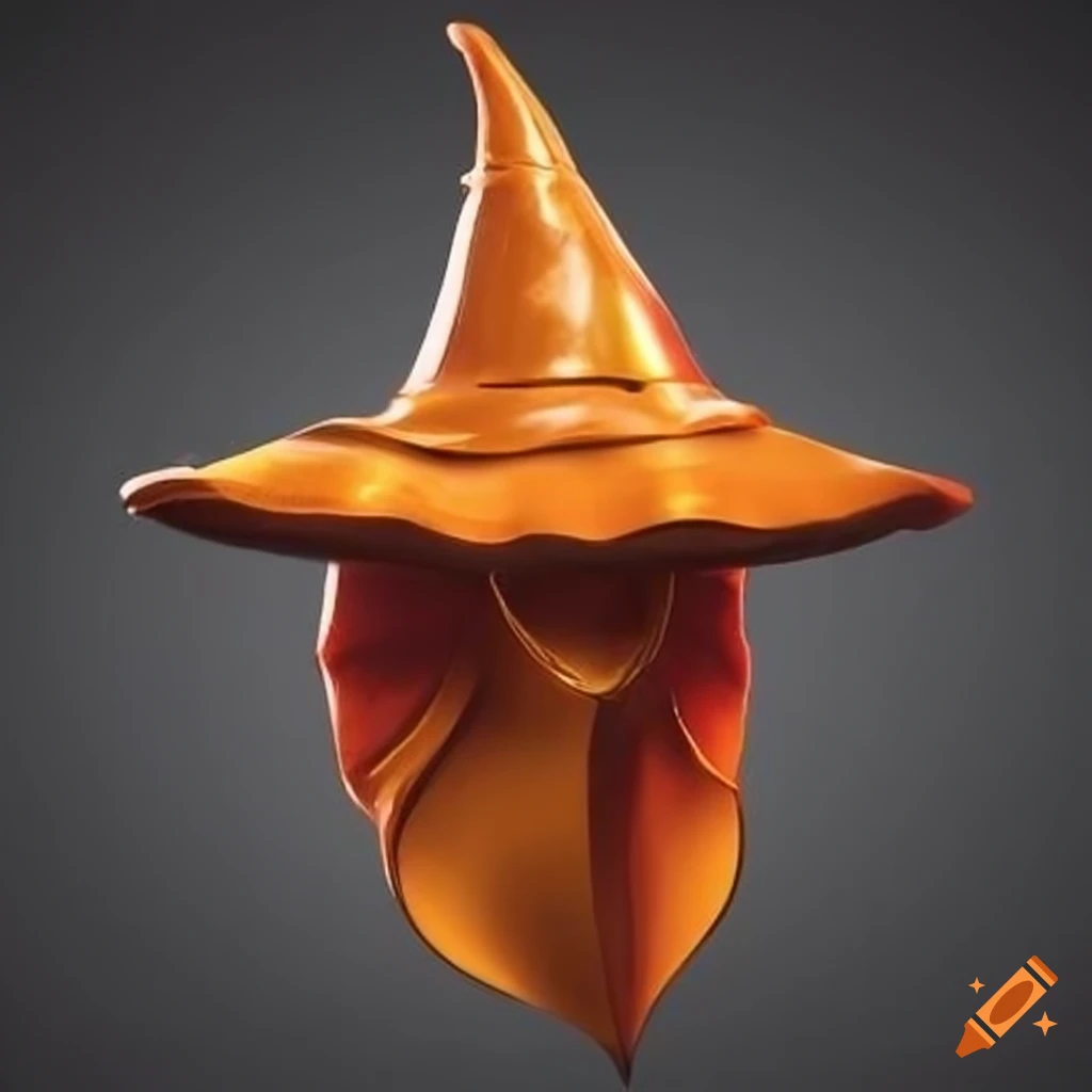 Futuristic amber-colored wizard hat on Craiyon