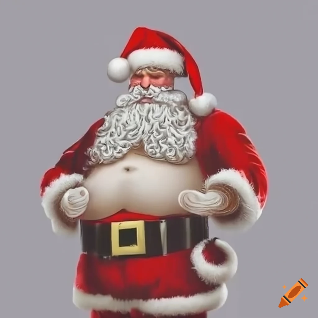 Jolly Santa with a big white beard and a beer belly on Craiyon
