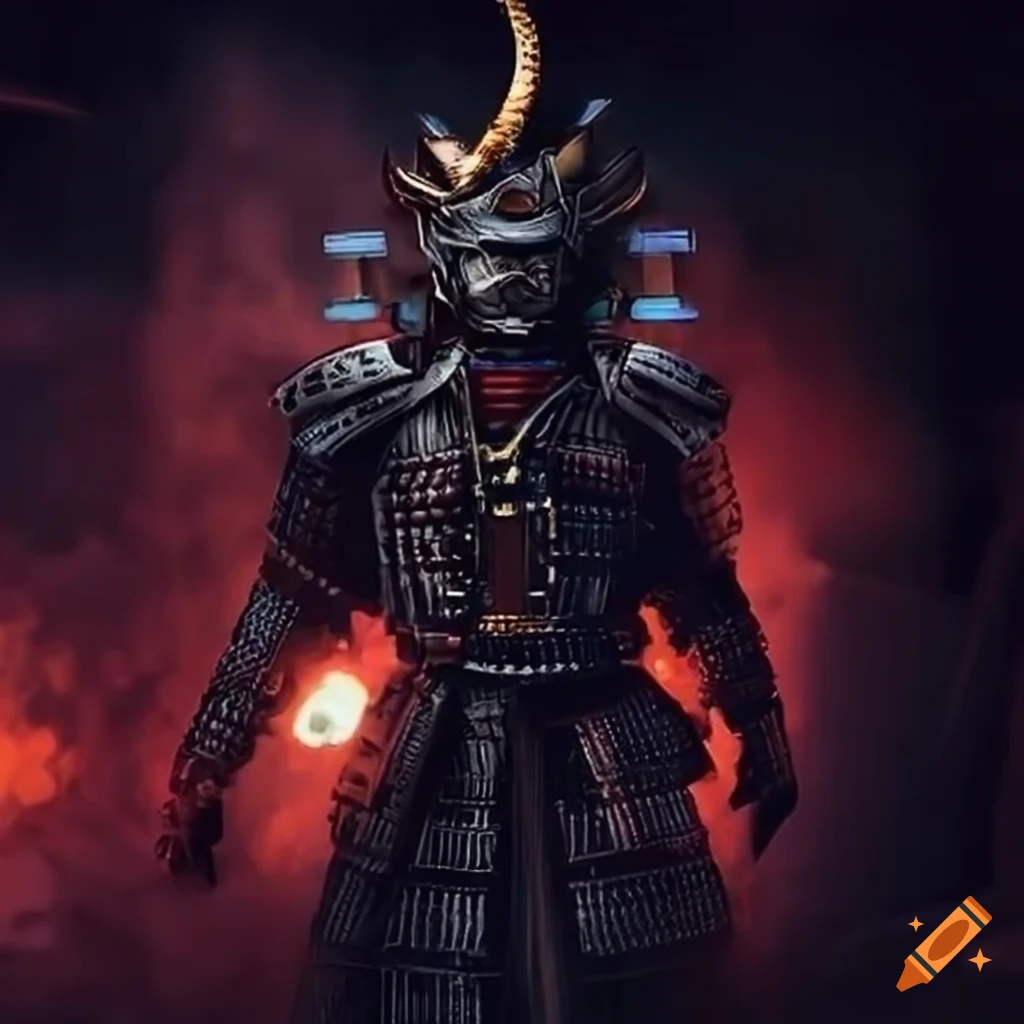 Cyber samurai riding a motorcycle on Craiyon