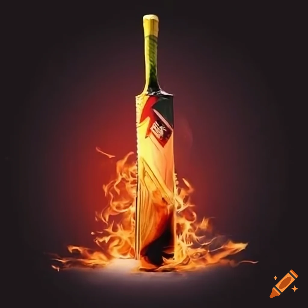 Cricket bat on fire on Craiyon