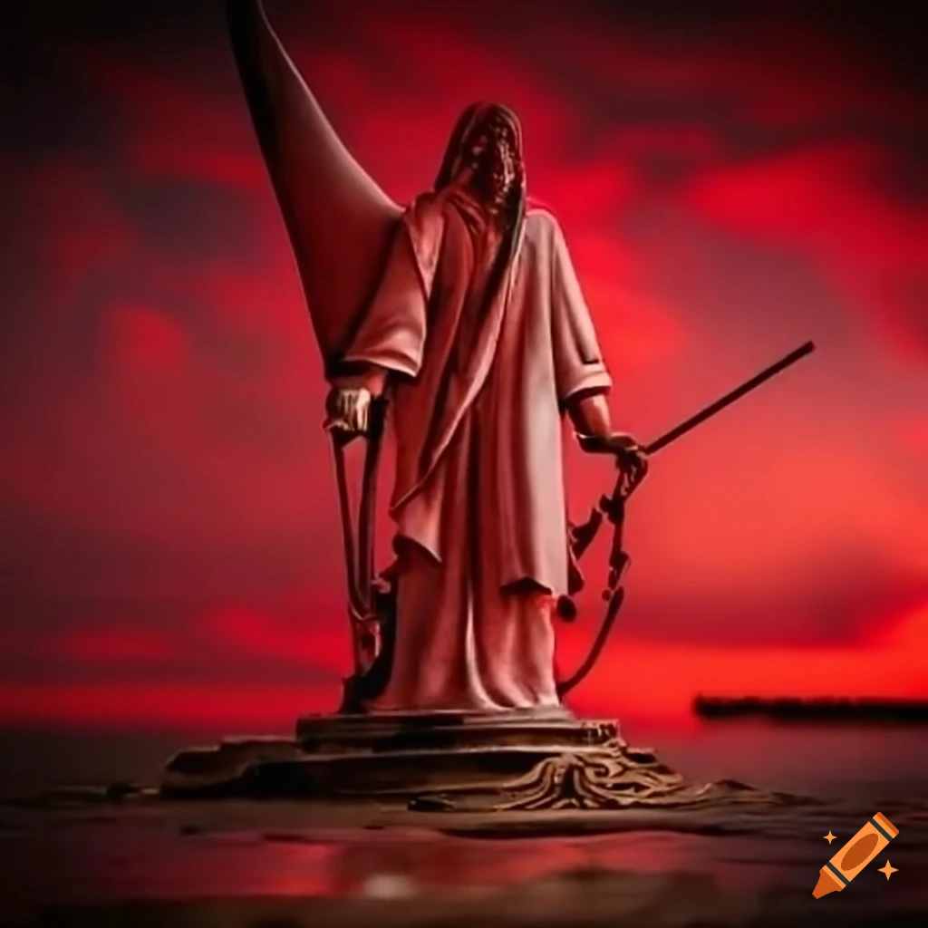 Illustration of a red spade representing justice on Craiyon