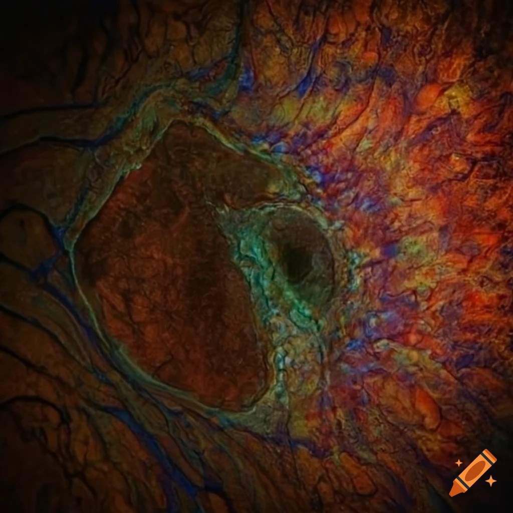 Textured biological tissue in varied colors filling the entire image space on Craiyon