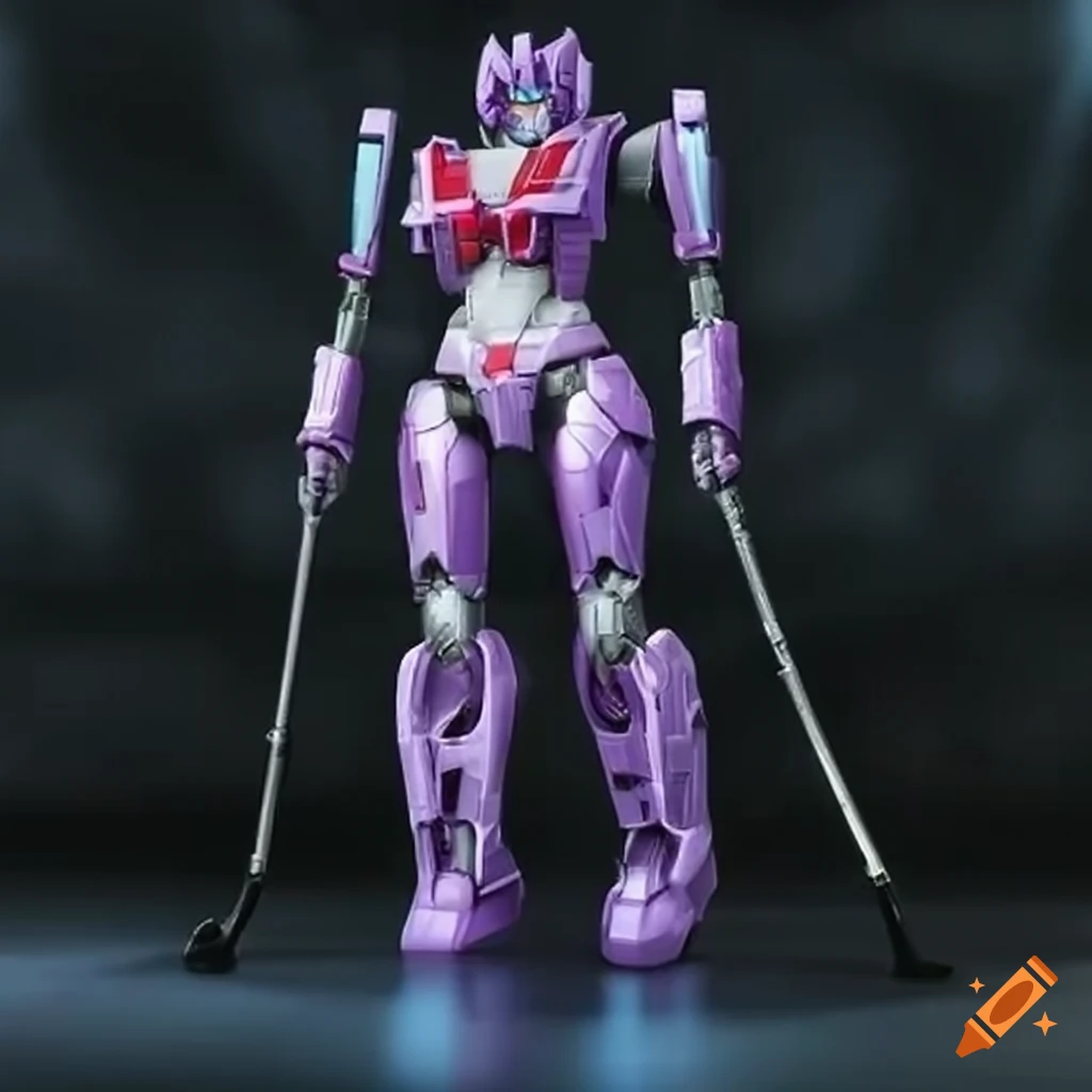 Transformers female bot with crutches on Craiyon