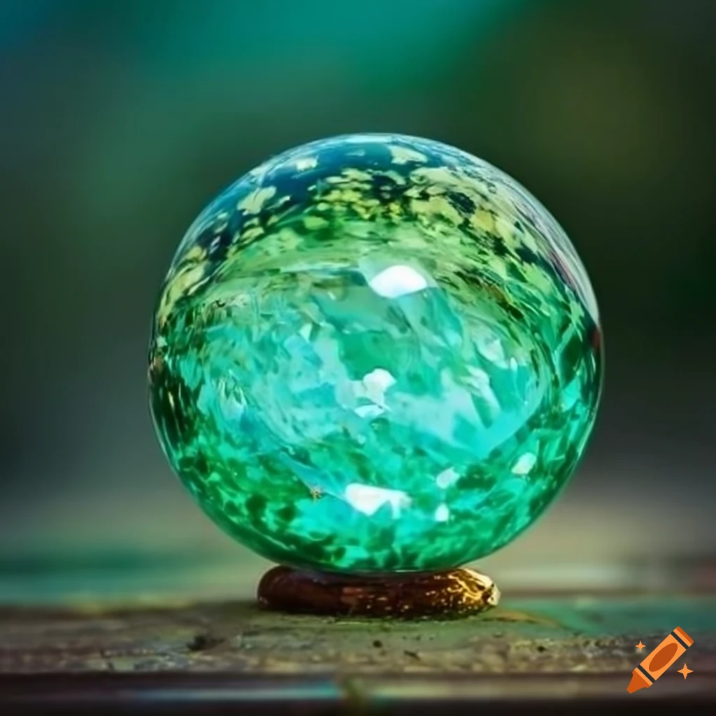 Beautiful green crystal ball on Craiyon