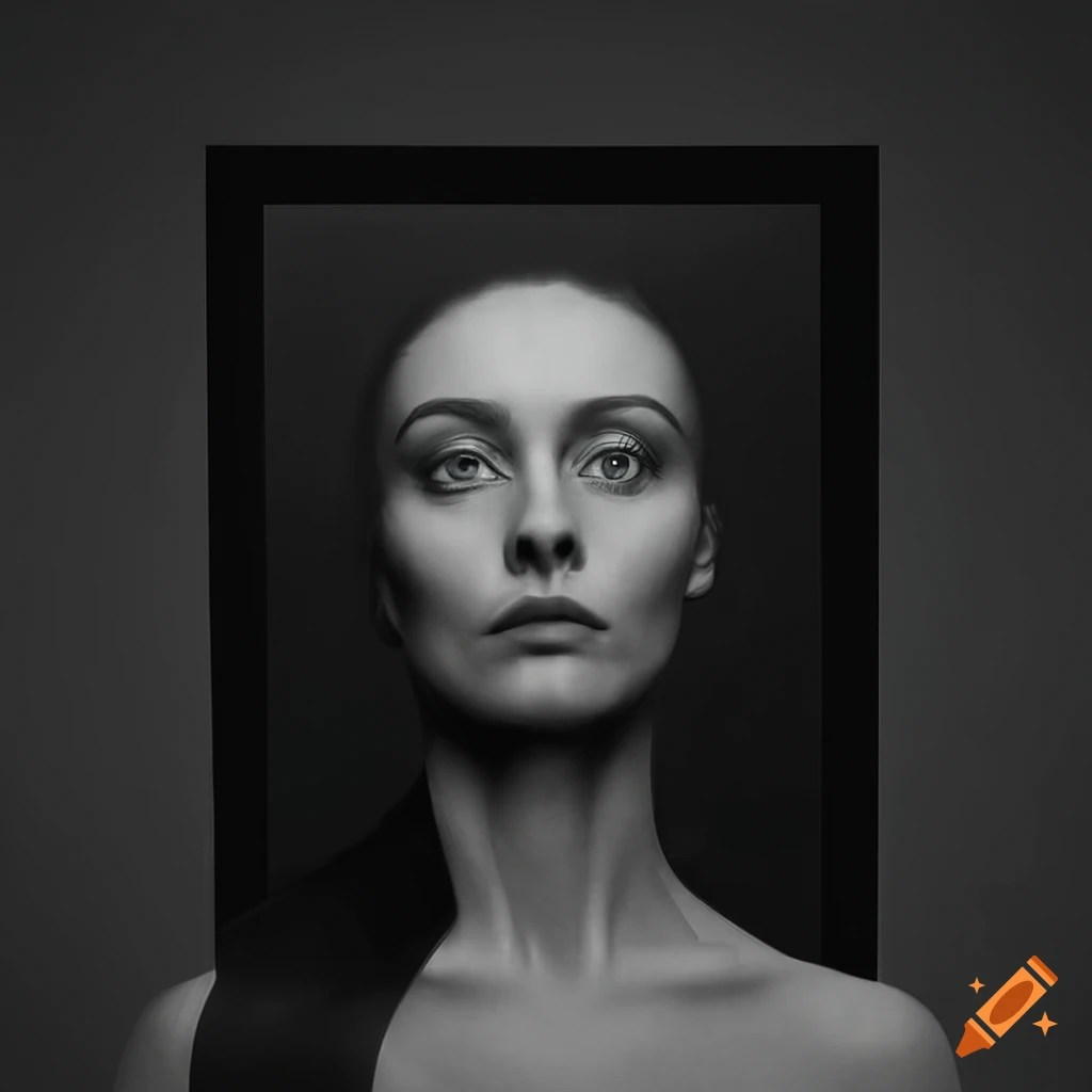 Geometric artwork with woman's face in a mirror and infinite reflections on Craiyon