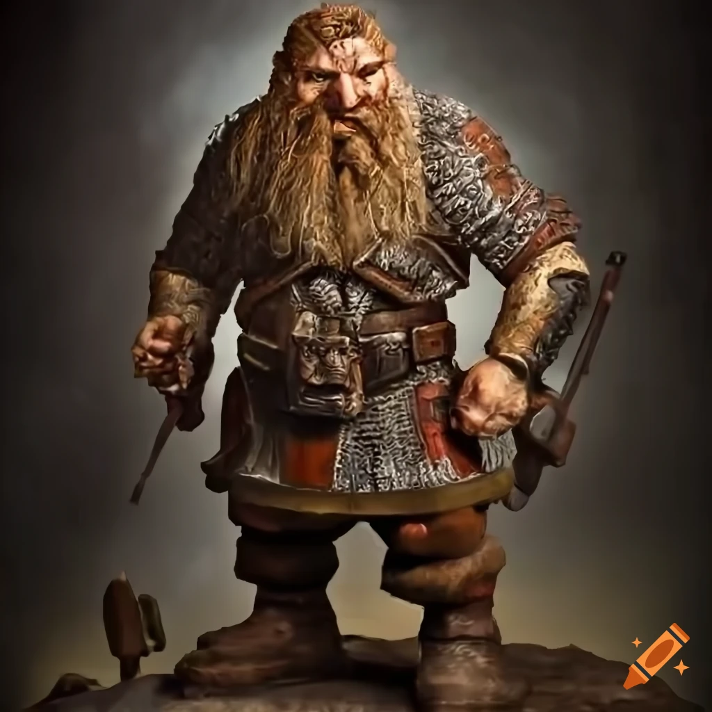 Stout and sturdy dwarf with a weathered face and battle scars on Craiyon