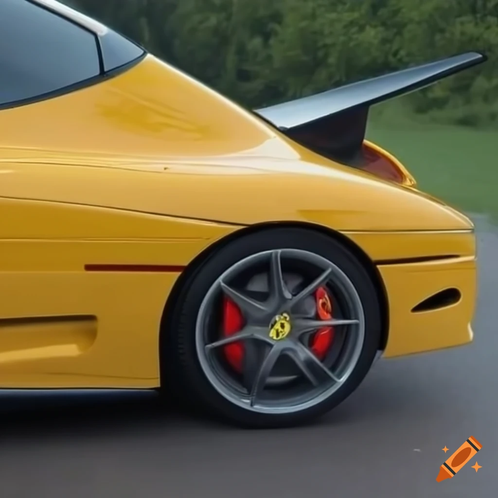 Rear view of 991 in giallo orion with ferrari f50 style roof on Craiyon