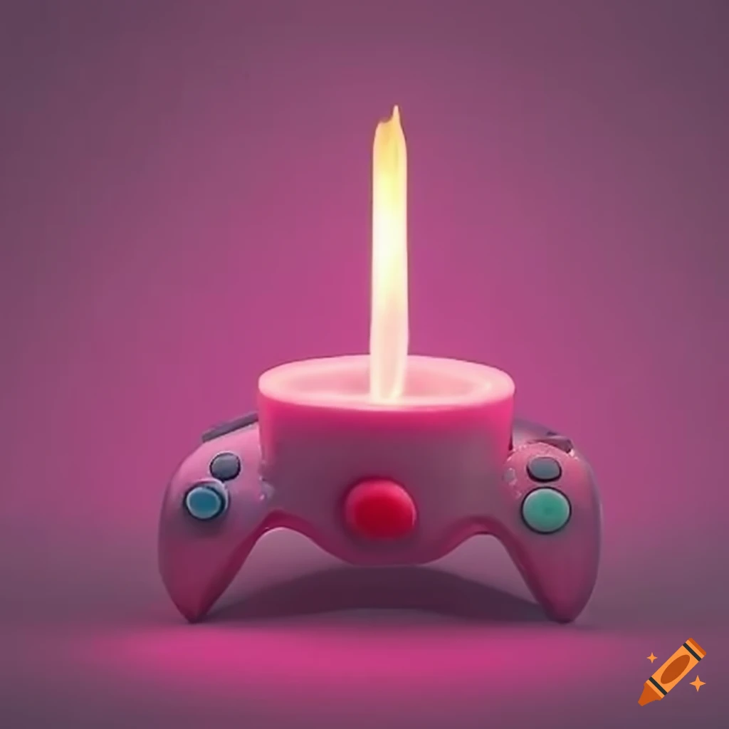 Nintendo 64 candle in pink lighting on Craiyon