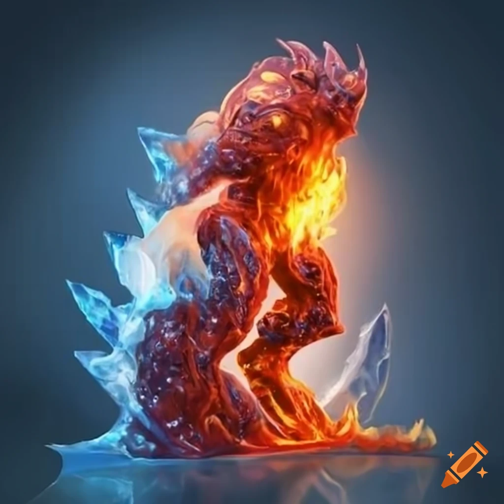 Magical elemental being with fire and ice elements on Craiyon