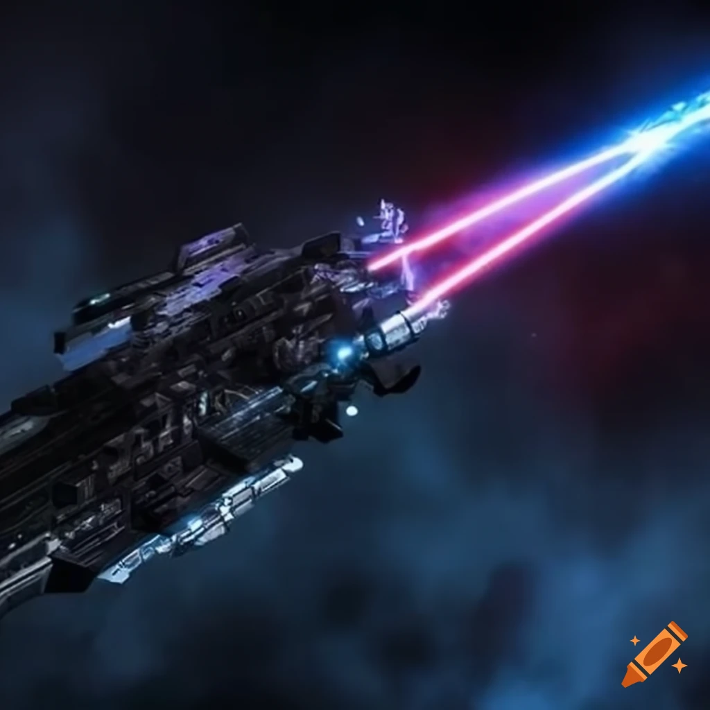 Epic space battle with laser-firing dreadnought on Craiyon