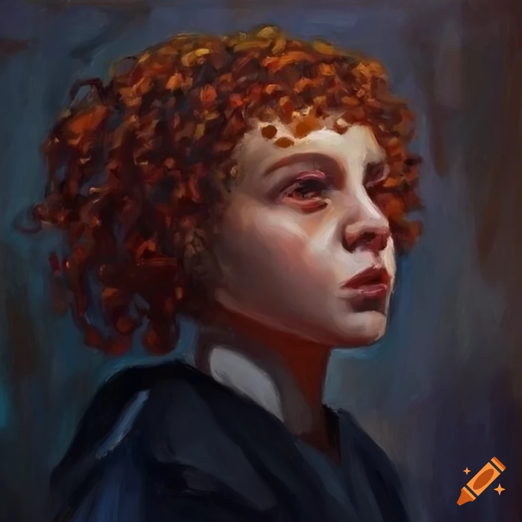 Impressionist painting of a contemplative robed jedi with short curly ...