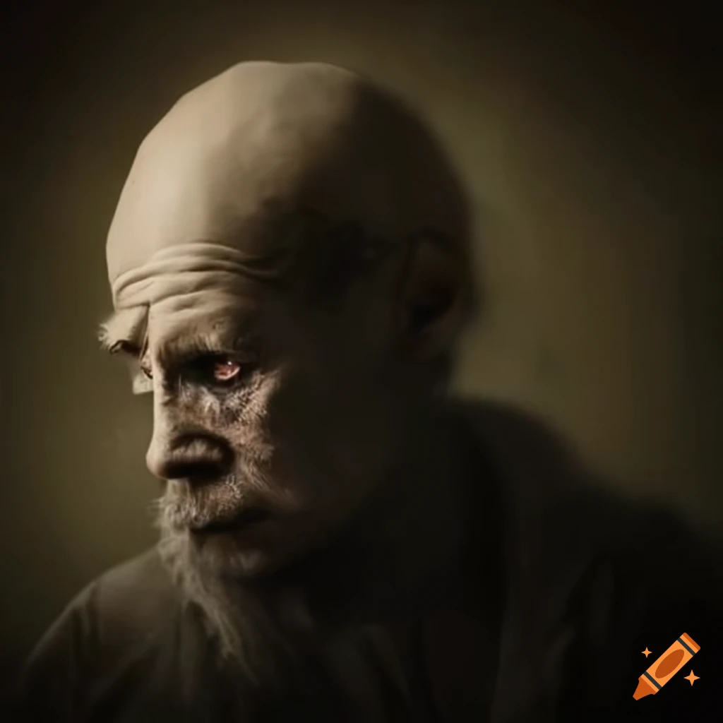 Man in a victorian lunatic asylum with a somber expression on Craiyon