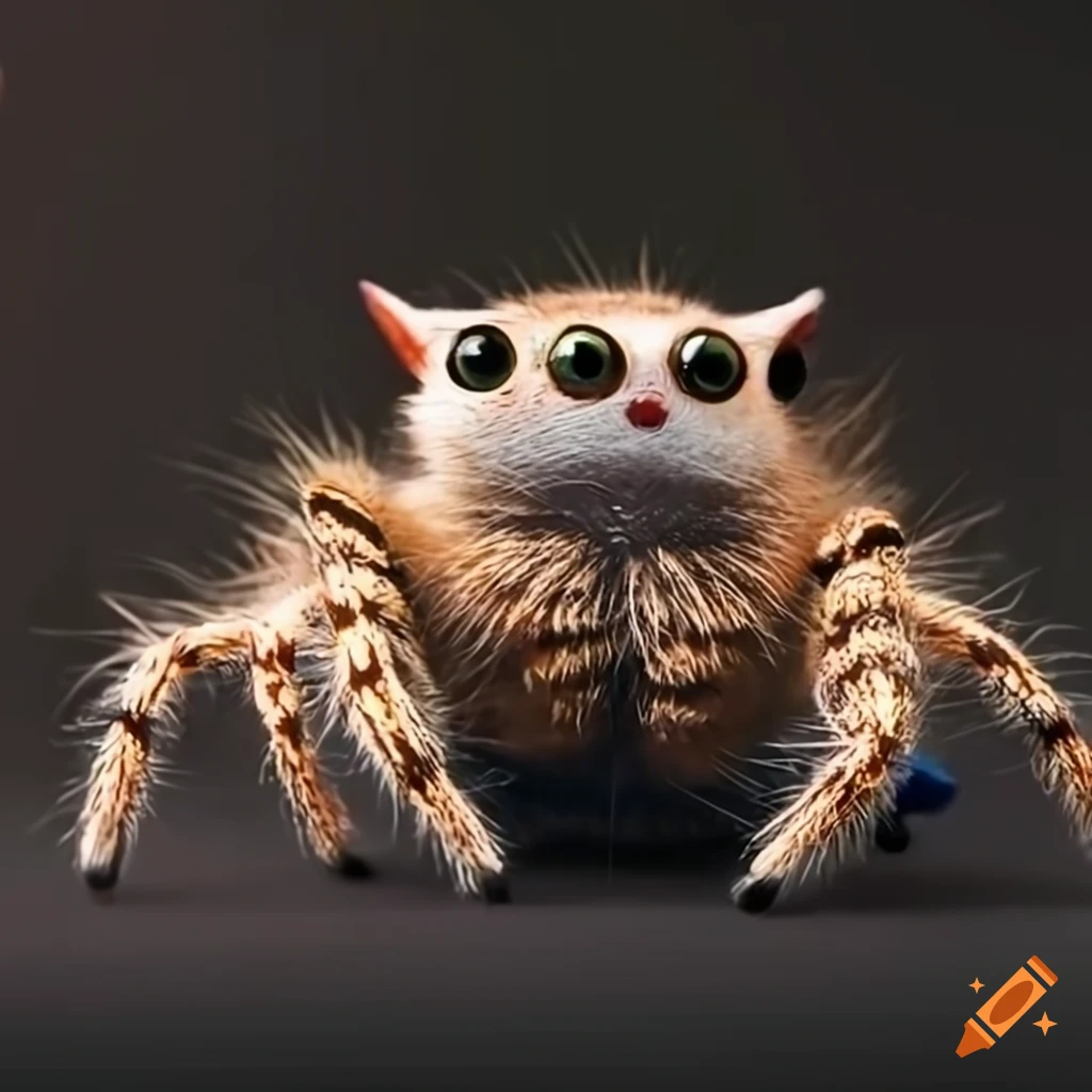 Cute jumping spider cat on Craiyon