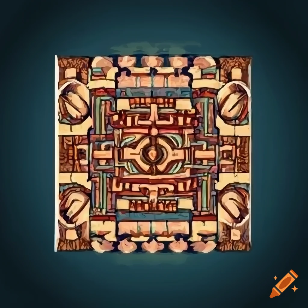 Aztec 2d square cartoony texture on Craiyon