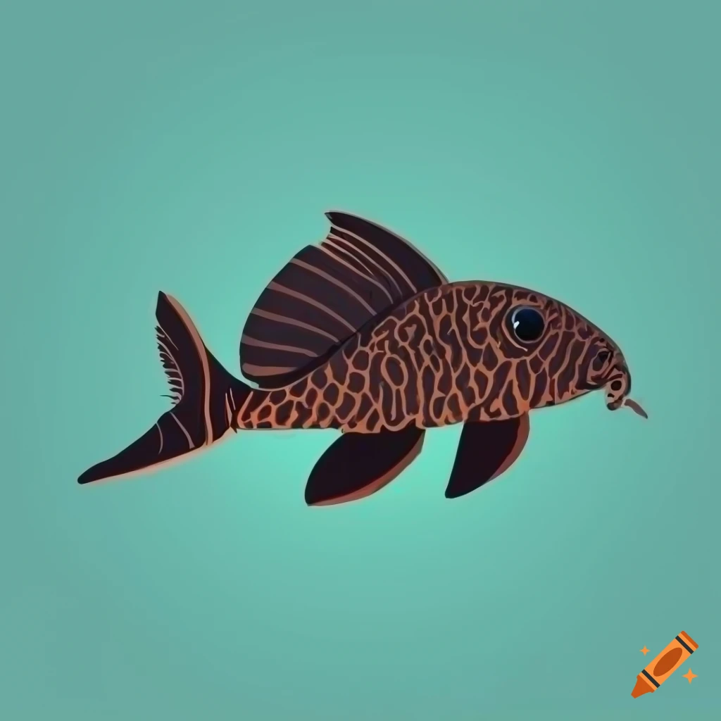 Cute pleco fish in simple vector art style on Craiyon
