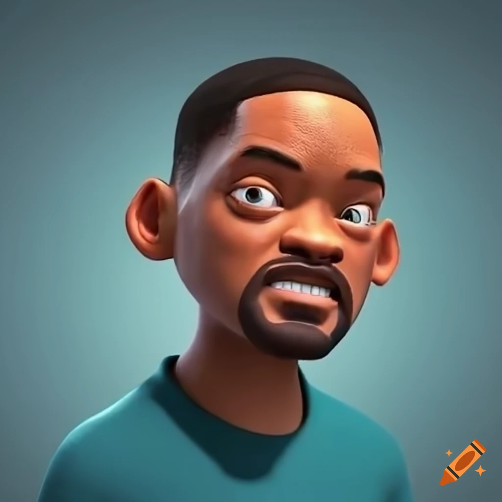 Animated 3d character of will smith on Craiyon