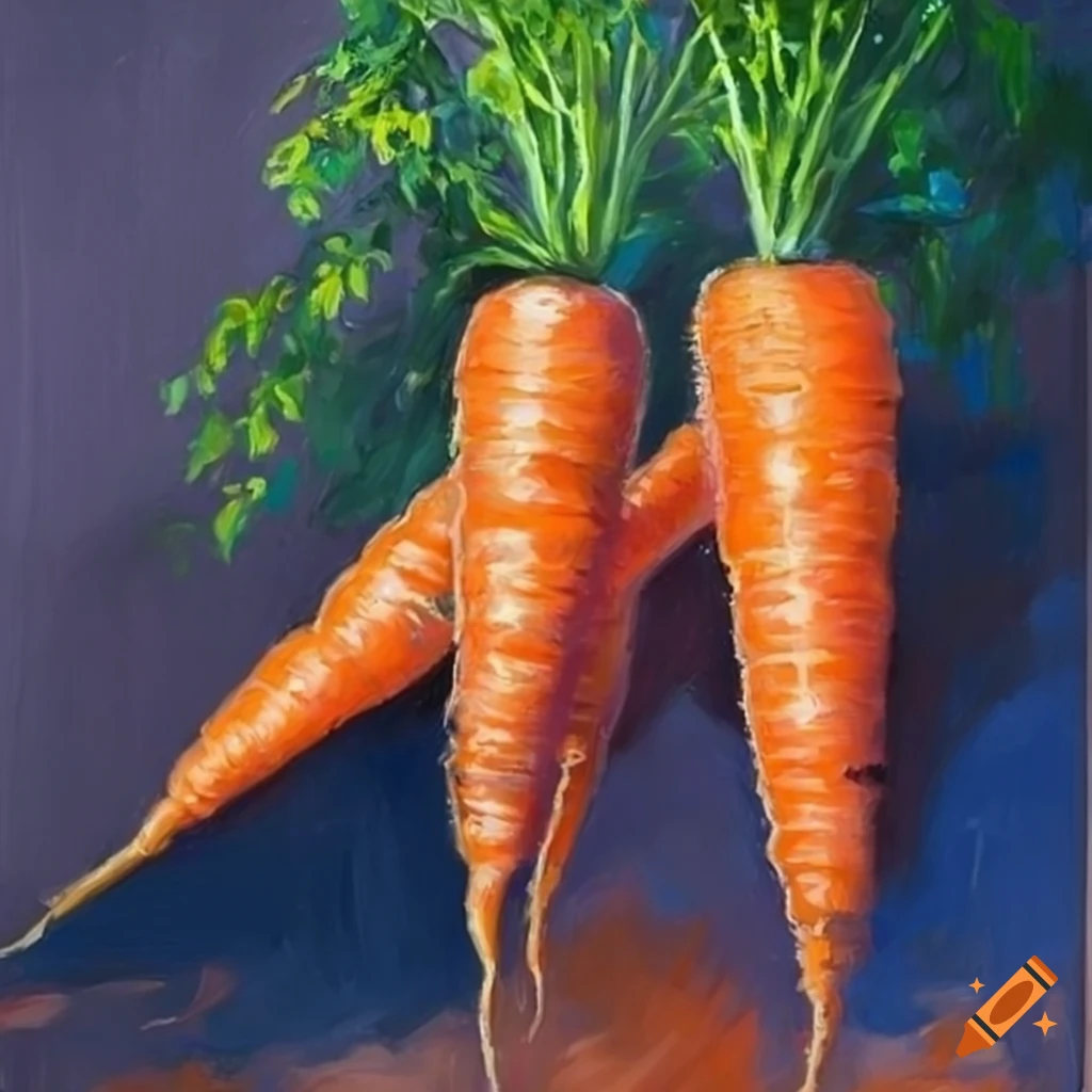 Oil paintings of carrots on Craiyon