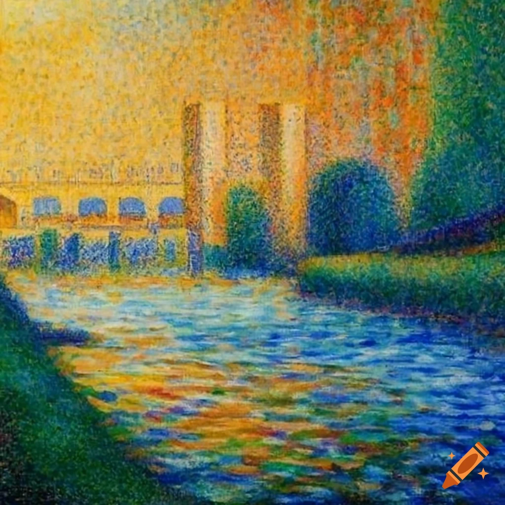 Rocky river under an aqueduct in a morning landscape inspired by george ...