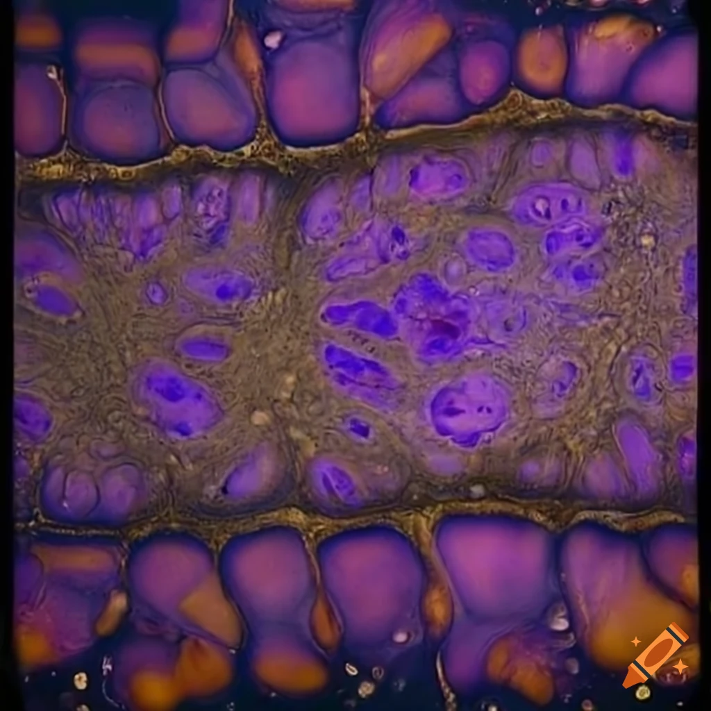 Textured biological tissue in varied colors filling the entire image ...
