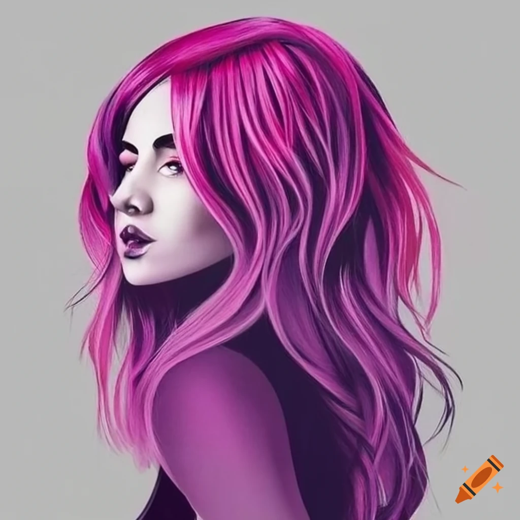 Person with magenta hair on Craiyon