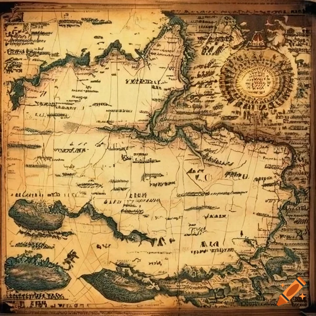 Exquisite antique map with steep cliffs and rugged coastlines on Craiyon