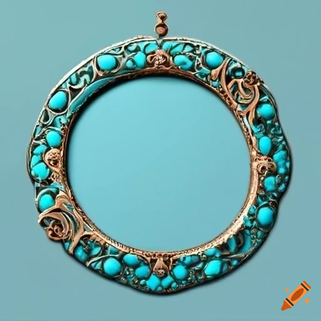 Turquoise oval frames with fish ornamentation on Craiyon