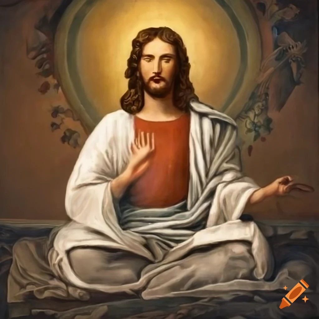 Divine depiction of jesus meditating in renaissance style on Craiyon