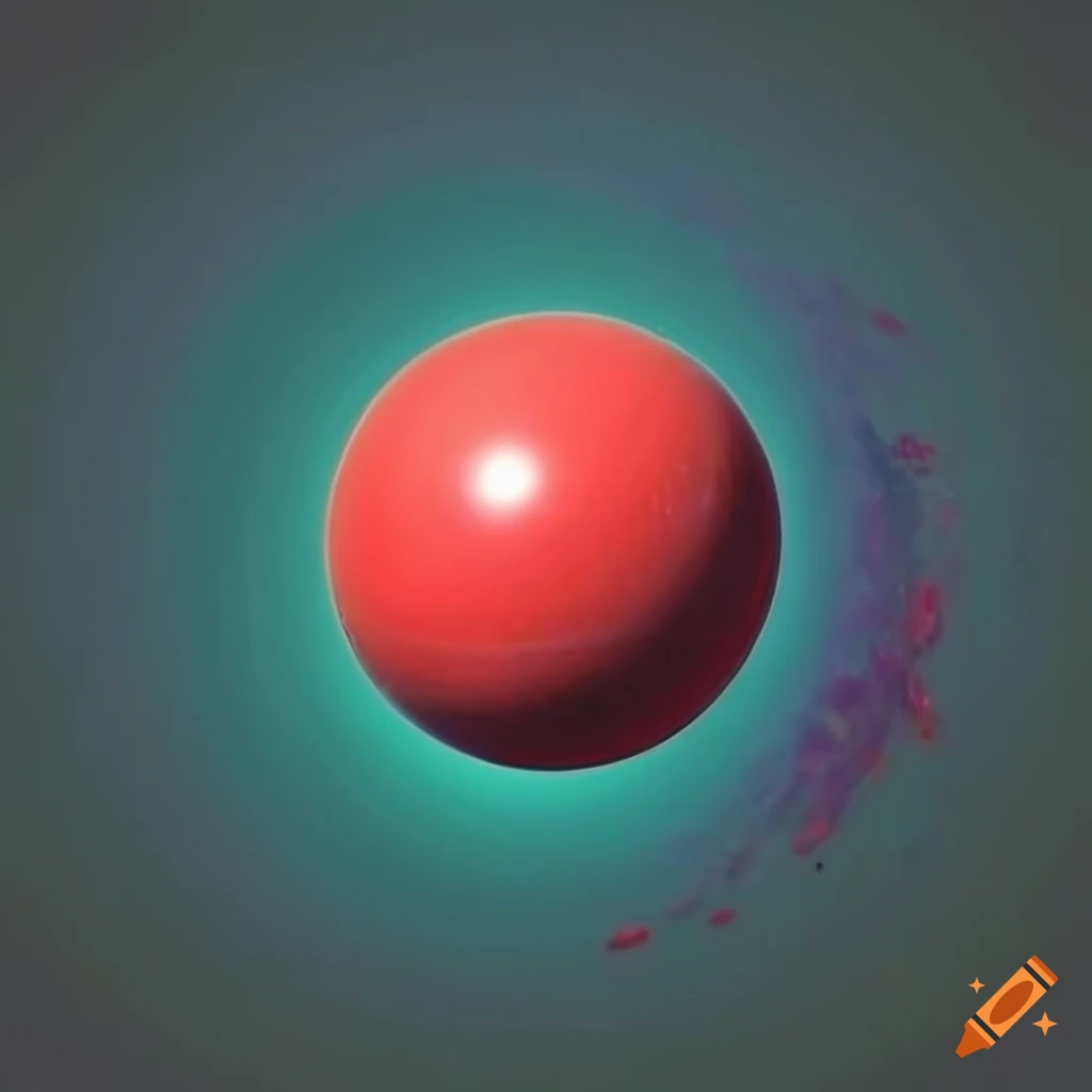 Red sphere in a clear grassy field on Craiyon