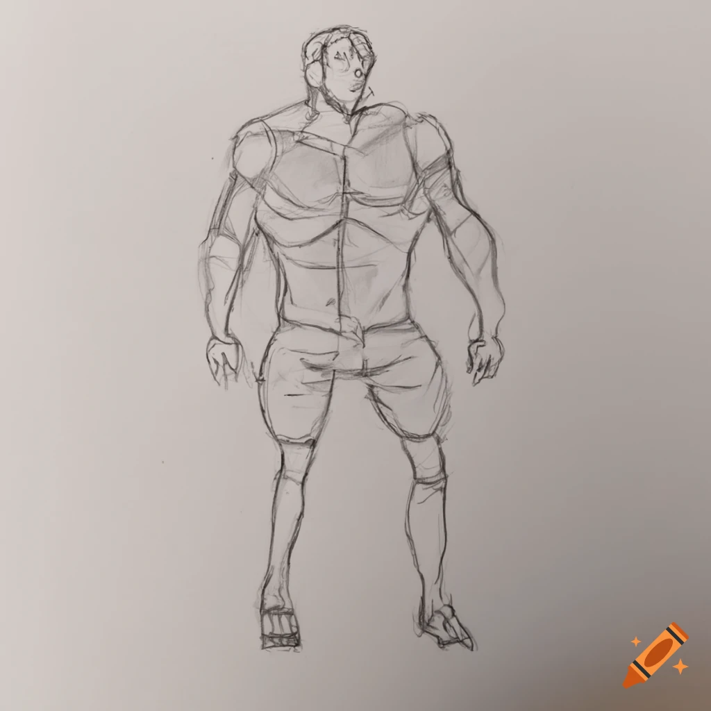 Sketch of a full-body character on Craiyon