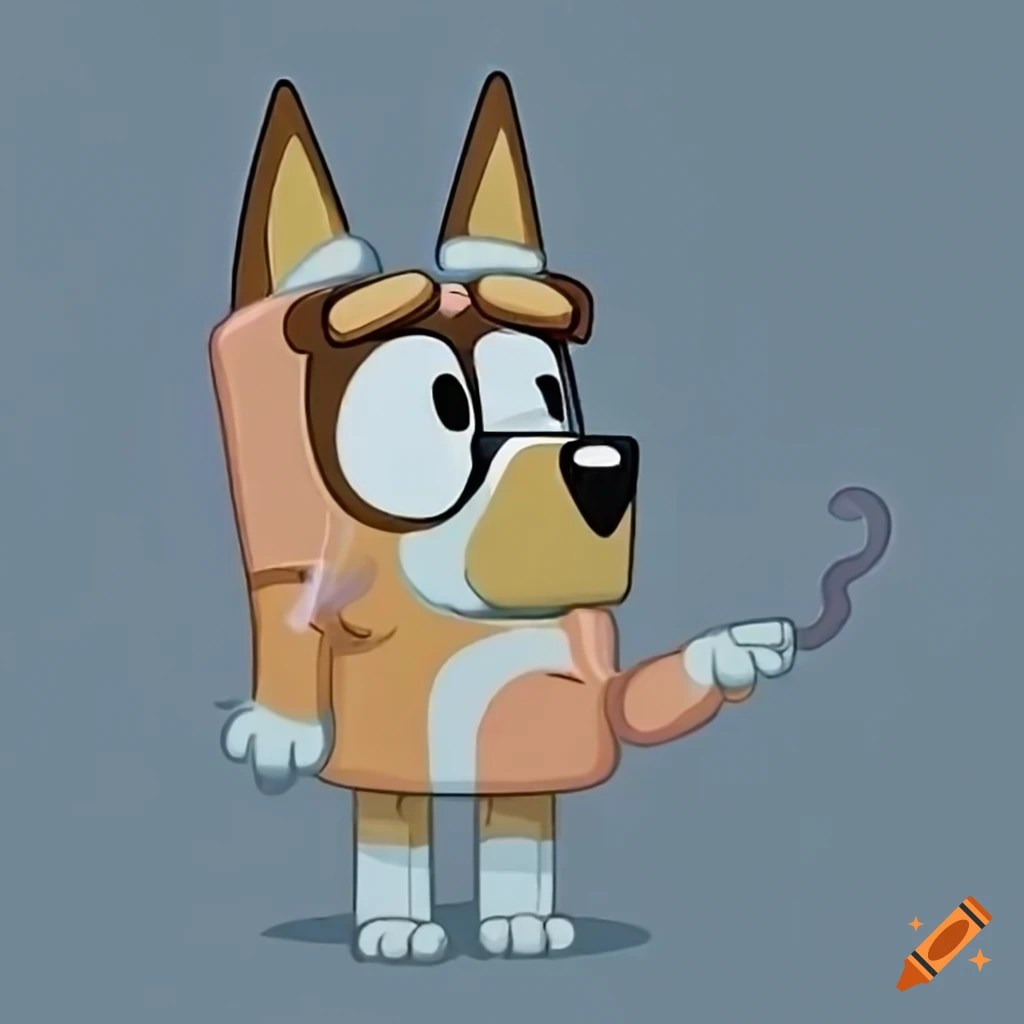 Bluey smoking a cigarette on Craiyon