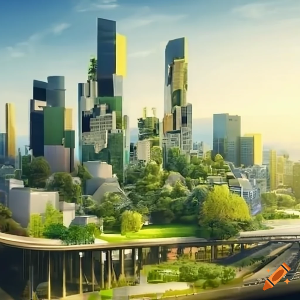 Futuristic 3d vision of green city in portland 2040 on Craiyon