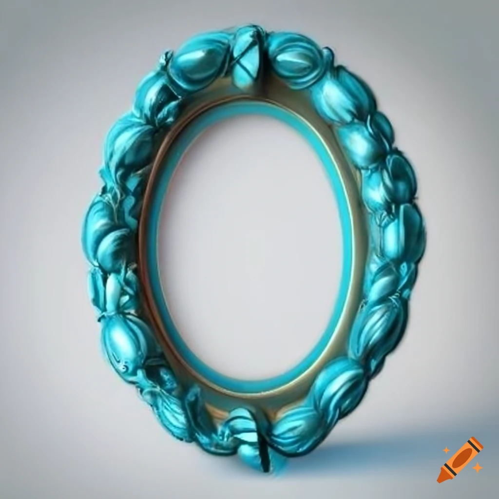 Turquoise oval frames with fish ornamentation on Craiyon