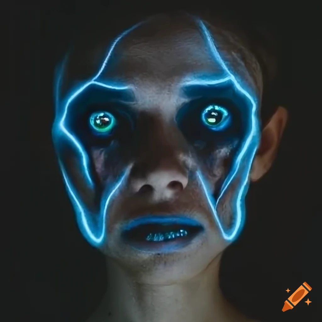 Angry face with glowing eyes on Craiyon