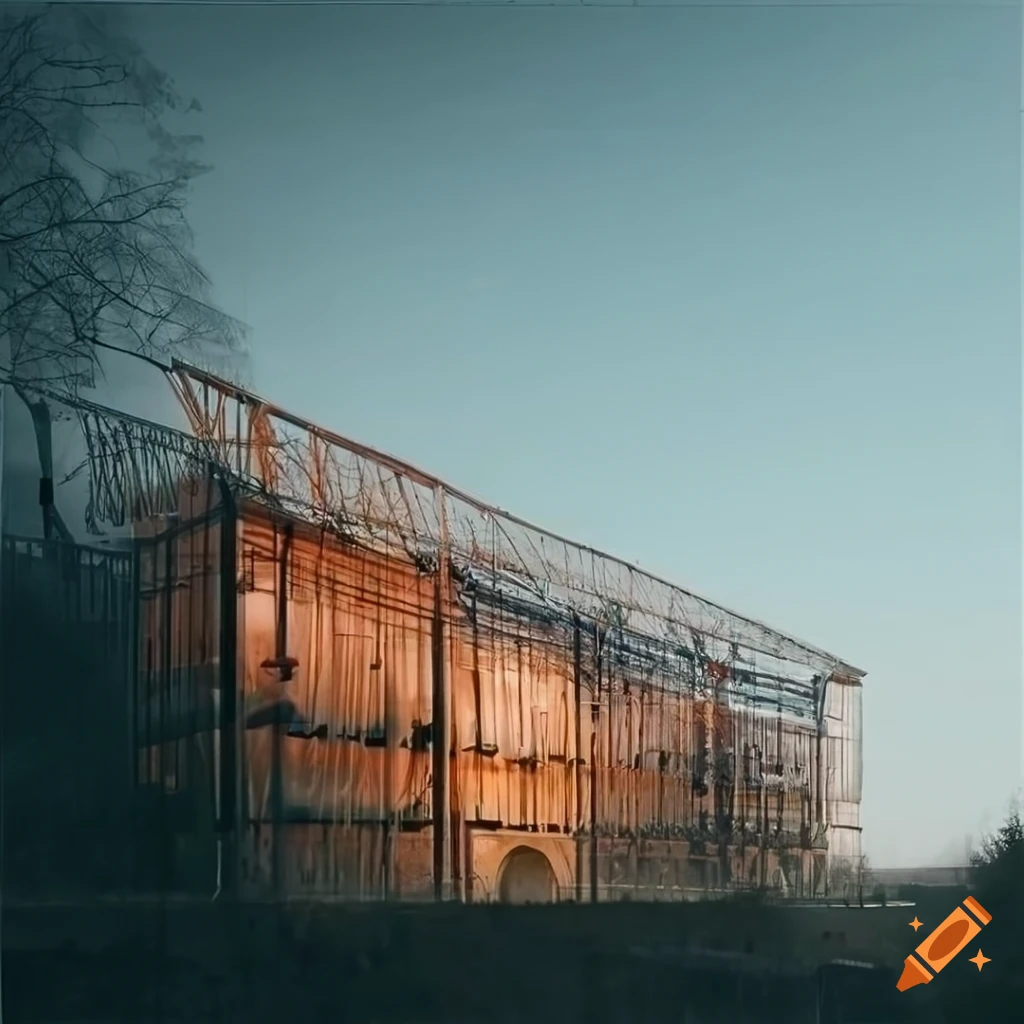 Translucent textile roof structure with multiple balconies on Craiyon