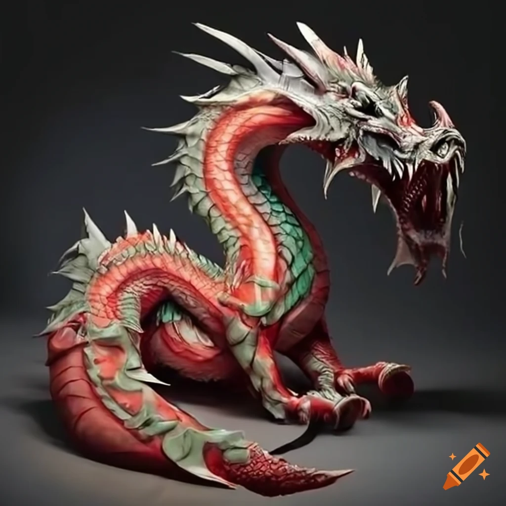 Long dragon-shaped rolls on Craiyon